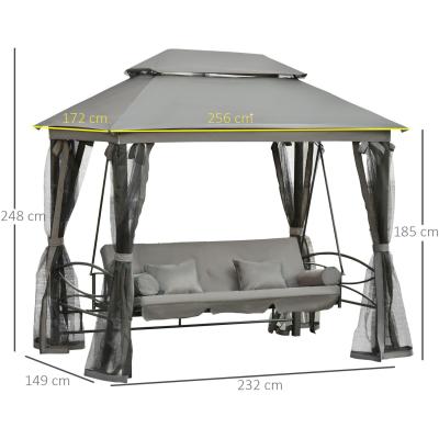 China Metal AJUNION Outdoor Patio Daybed 3 in 1 Baldachin Gazebo Schaukelstuhl Garten Hängematte mit Maschen Moskitonetz zu verkaufen