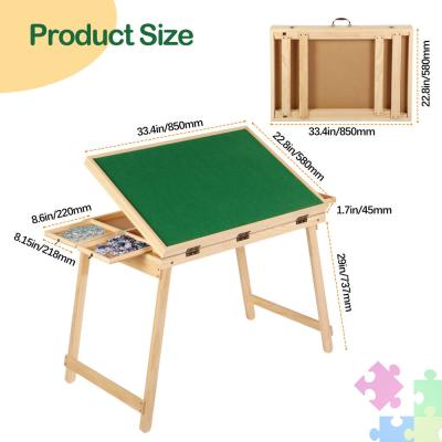 China Puzzle Board Cover Wooden Folding Drawers Jigsaw Puzzle Table with Legs 1500pcs AJUNION for sale