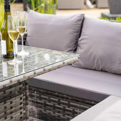 China Add Elegance to Your Garden with AJUNION Wicker Woven Sofa Set and Fire Pit Table for sale