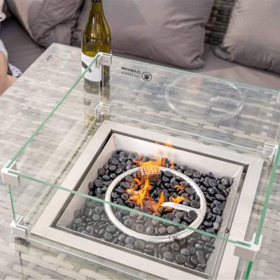 China Add Elegance to Your Garden with AJUNION Wicker Woven Sofa Set and Fire Pit Table for sale