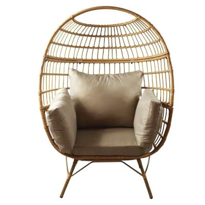 Muebles para exteriores Patio nórdico asiento único silla de huevo de mimbre resistente al agua con ratán PE