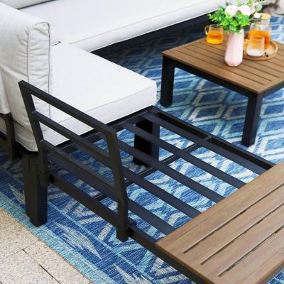 China Aluminum Modular Patio Set AJUNION U Shape Large Size Outdoor Furniture Sectional Sofa for sale