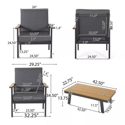 China Specific Garden Sofa AJUNION 4 Piece Aluminum Outdoor Furniture Set with Coffee Table for sale