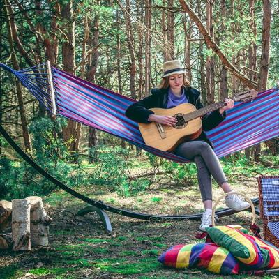 China 300*150cm Home Outdoor Portable Lightweight Folding Double Cotton Hammocks with Stand for sale