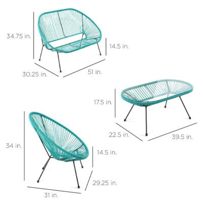 China Modern Garden Furniture Outdoor Patio Set with Steel Frame and Plastic Wicker Rope for sale