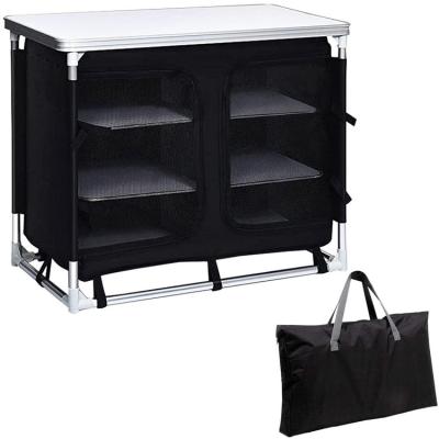 China Outdoor Garden Patio Metal Picnic Storage Organizer Cabinet Cooking Camping Kitchen Table for sale