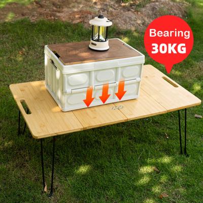 Cina Parco Picnic all'aperto Barbecue Bambù Tavola di legno Mdf Piccolo Tavolo di campeggio pieghevole portatile con gamba di metallo in vendita