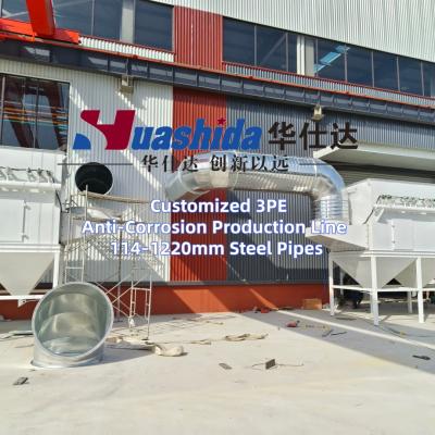 China Steel Pipe Anti-Corrosion Coating Line with External 3LPE and Internal Epoxy Powder, ISO9001:2000 Certified for 50-4200mm Pipe Diameter for sale