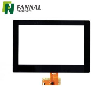 China High reliability 9" multiouch screen with rugged G+G structure and I2C interface black printing borders and white logo for sale