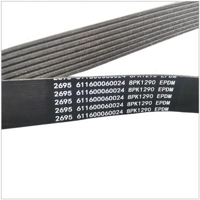 Cina Cintura di escavatore NERA per Weichai JAC WP9 WP10 WP12 WP9H WP10H SHANTUI SDLG XGMA Motore ricambio 8PK1290 611600060024 in vendita