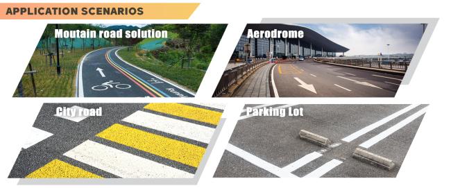 Various road marking patterns