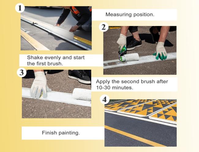 Worker applying thermoplastic road markings