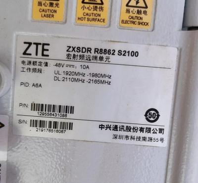 China ZTE ZXSDR R8862 S2100 -48V 10A UL:1920MHZ-1980MHZ DL:2110MHZ-2165MHZ A6A PN:129556431086 for sale
