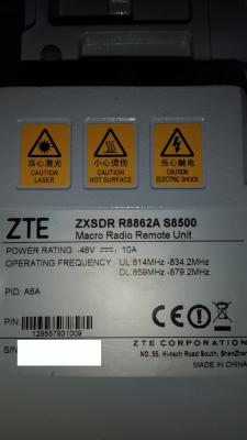 China ZTE 129557931009 ZXSDR R8862A S8500 R8862AS8500 850 MHz Tx: 859– 894 MHz UMTS/LTE Rx: 814 – 849 MHz for sale