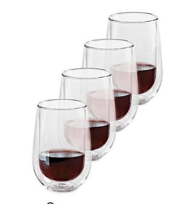 China Wine Glass double wall wine glass with 9oz capacity for sale