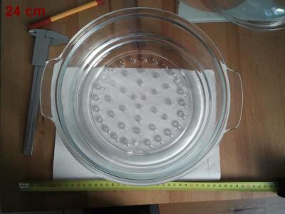 China Glass bakware,Glass baking dish Glass Steamer pyrex glass  steamer, borosilicate glass steamer with 24cm diameter for sale