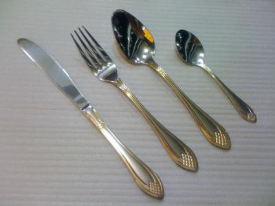 China Stainless Steel Flatware,Plated flatware set inculds main knife spoon fork and tea spoon for sale