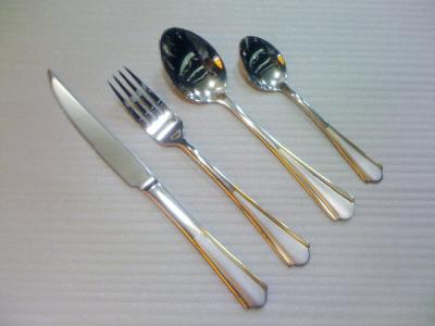 China Stainless Steel Flatware,Plated flatware set inculds main knife spoon fork and tea spoon for sale
