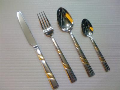 China Stainless Steel Flatware,Plated flatware set inculds main knife spoon fork and tea spoon for sale