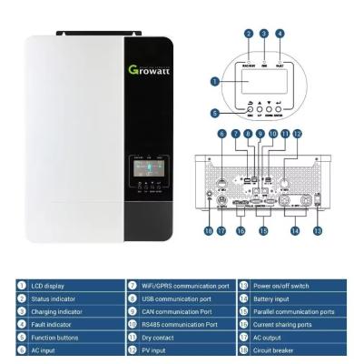 China 93% Inverter Efficiency Growatt SPF 5000 ES Solar Inverter for Pure Sine Wave Off-grid for sale