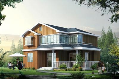 China Luxury Prefabricated Light Steel Villa With Car Garage Bedroom Kitchen for sale