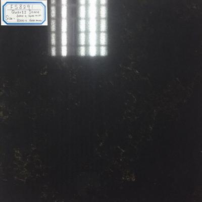 China Fengshuo artifical pure black quartz stone polished quartz countertop for sale