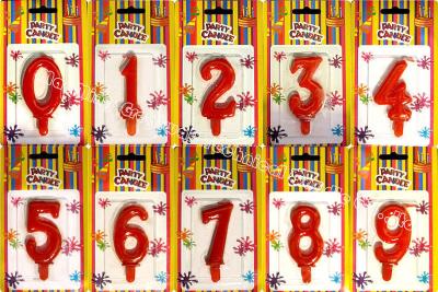China Bright Red Number Candles For Birthday Cakes Personalized 0 - 9 Shape for sale