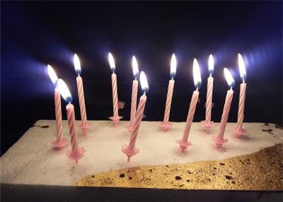 China Candy Stripes Spiral Birthday Candles Pink Paraffin Wax With 20 pcs Holders for sale