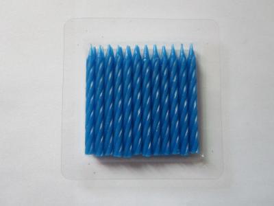China ISO Blue Spiral Birthday Candles No Dripping Wax 24 Pcs Homochromy Candles for sale