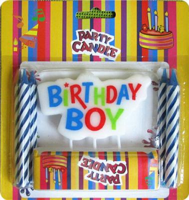 China Dripless Printing Letter Birthday Candles Blue Spiral Wax For Boy Theme Party for sale