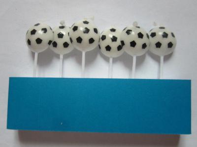 China Football / Soccer Pick Happy Birthday Candles 20.4 G White And Black Printing Wax for sale