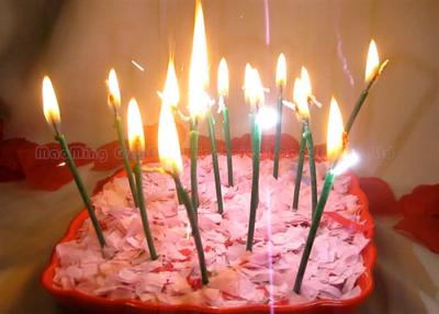 China Dark Green Sparkling Birthday Cake Candles With Shimmer Sizzle , Slim 24pcs Candles for sale