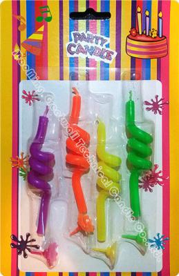 China 4 Multicolor Shaped Birthday Candles Neon Coil Spring Shap SGS Approve for sale