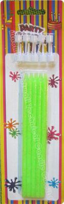 China Tall Slender Glitter Birthday Candles 10 White Holders Fluorescent Green for sale