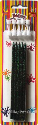 China Glittery Black Birthday Candles Dark Green Shimmering Powder Glitter Pillar Candles for sale