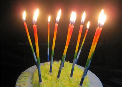 China Color Gradient Long Thin Birthday Cake Candle Blue Green Yellow Red Orange Paraffin for sale