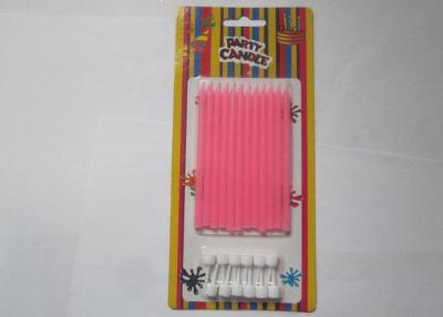 China Non - Toxic Pink Cute Long Thin Birthday Candles With Seats 12 Pcs / Pack for sale