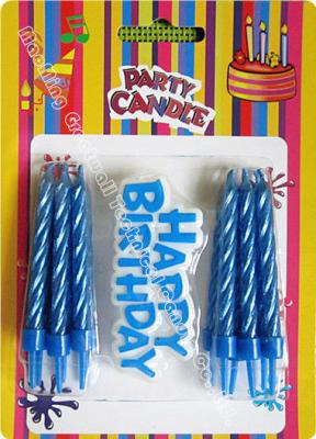 China Elegant Gold Blue Cake Candles With 12 Holders Add Birthday Plastic Decoration for sale