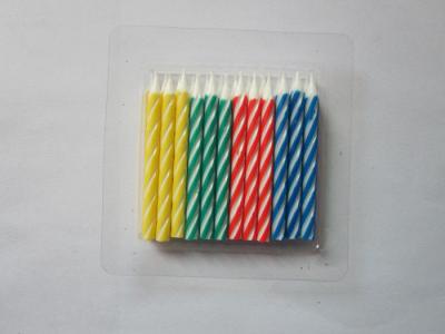 China Birthday Spiral Colored Pillar Candles 0.5 * 5.8cm Mix 4 Colour For 1 Pack for sale