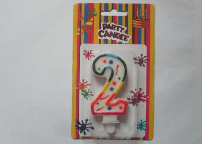 China Paraffin Wax Number 2 Shaped Digit Candle / Colorful Party Birthday Cake Candles for sale