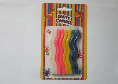 China Spiral Wave Shaped Shining Happy Birthday Cake Candles Dripless Mixed Colors for sale