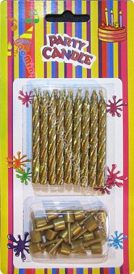China Distinctive Glitter Golden Birthday Candles For Christmas 18 Pcs 18 Holders for sale