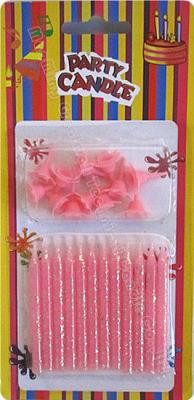 China 11g Girlish Gold Glitter Birthday Candles With Pink Holders Lovely Style for sale