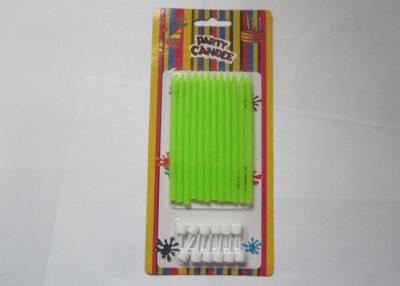 China Personalized Long Thin Birthday Candles , Green Tall Thin Candles For Kids Party for sale