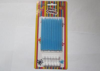 China Fancy Long Thin Birthday Candles Blue Smooth Party Cakes Anniversary 12ct for sale
