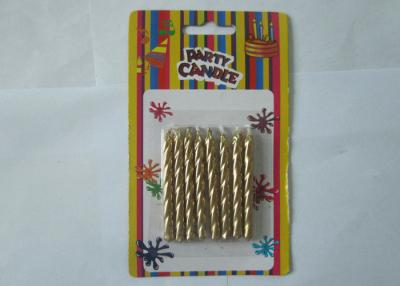 China Luxury Metallic Gold Birthday Candles / Screw Swirl Birthday Candles Dripless ISO Certificated for sale