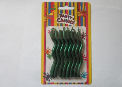 China Matallic Green Glossy Decorative Christmas Candles Wave Shaped 8.2CM Height for sale