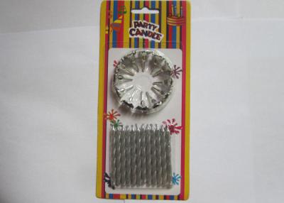 China Unscented Silver Spiral Taper Candles 2.36 Inches Tall Birthday Home Decoration for sale