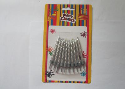 China Flameless Tall Metallic Silver Wedding Candles Spiral Shape 10Pcs / 10.6G for sale