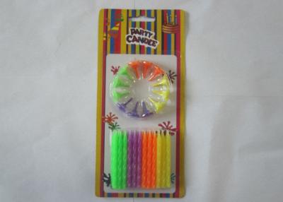 China Non Toxic Fluorescent Twisted Birthday Candles , Paraffin Wax Decorative Pillar Candles for sale